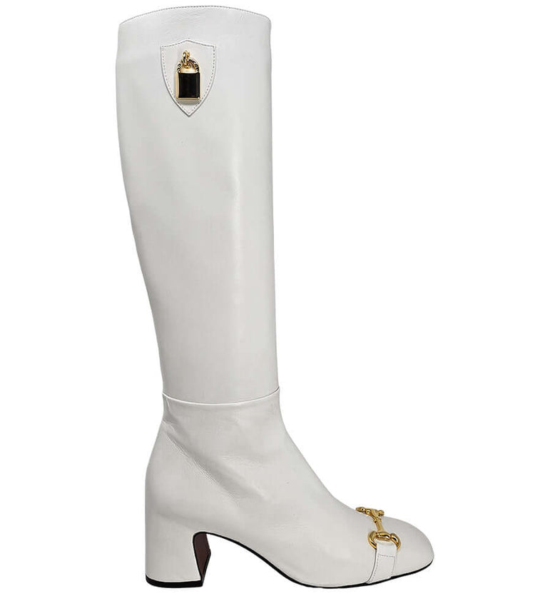White Tall Lock Boot – Madison Maison