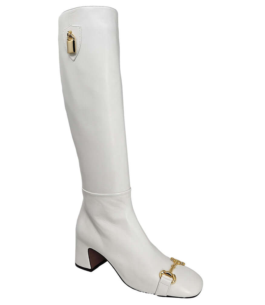 White Tall Lock Boot – Madison Maison