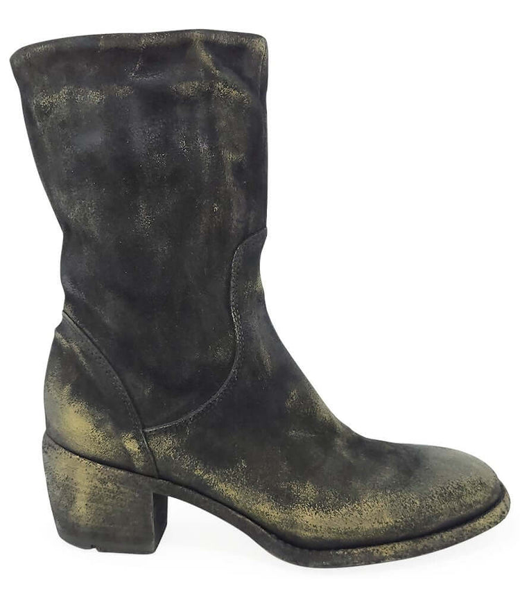Gold Suede Metallic Mid Calf Boot – Madison Maison